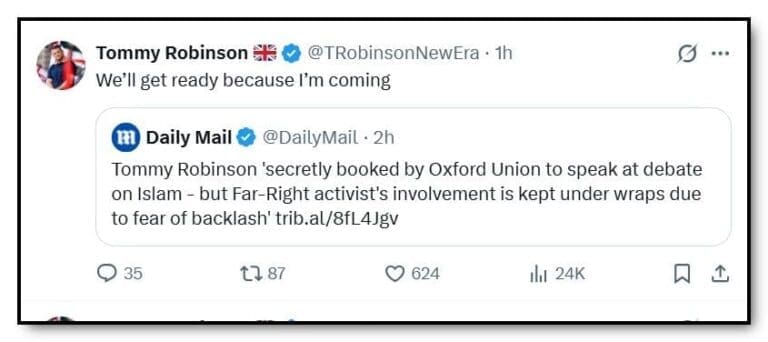 Oxford Union rolls out red carpet for Tommy Robinson - in secret ...